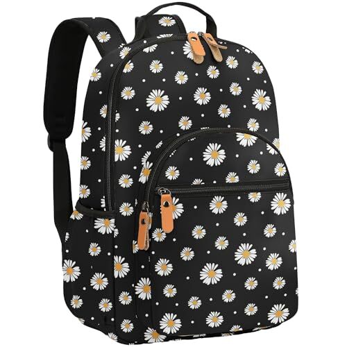 Daisy Travel Backpack for Women Laptop Backpack Water Large Black-daisy ...