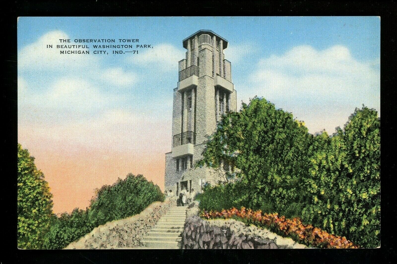 Indiana IN postcard Michigan City Washington Park Observation Tower ...