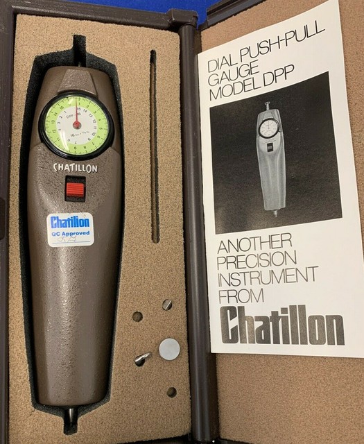 Chatillon Dpp-16 Spring Force Gauge W/ 2 Bits & Plastic Carrying Case ...