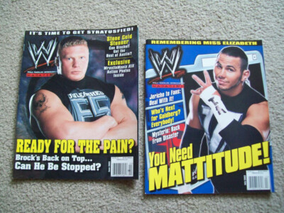 *2 WWE Mags 03 BROCK LESNAR Goldberg Stratus MISS ELIZABETH Divas WcW ...