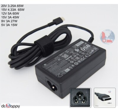 65W USB-C Type-C Adapter Charger for HP Spectre Folio 13-ak 13-ak0000 ...