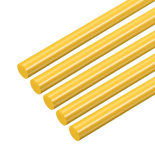 10 Pcs Yellow Plastic Rods 8 x 250mm ABS Round Stick Solid Bar DIY ...