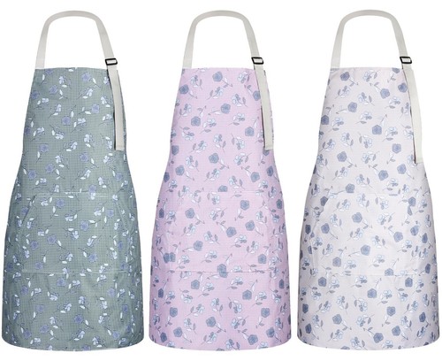 3 Pack Waterproof Floral Aprons for Women, Adjustable Strap Apronwith ...