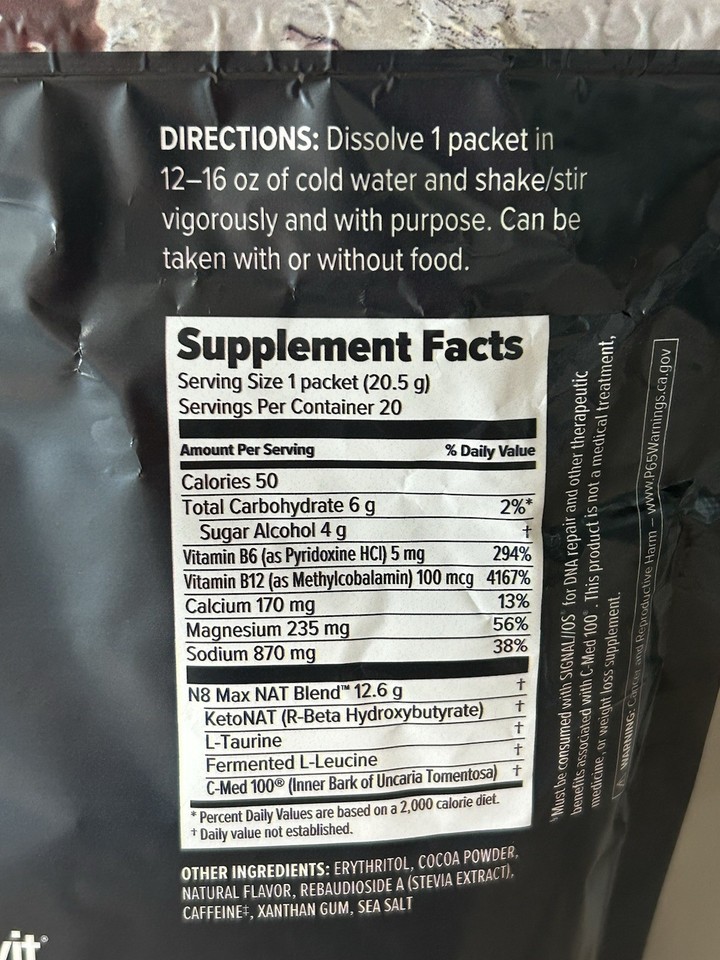 Pruvit Ketones NAT 20 Caffeine 5 Sachets Swiss Cacao FAST SHIPPING ...