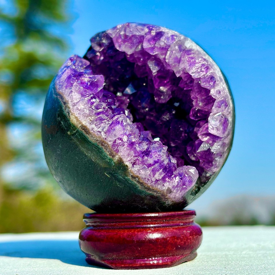 272G Natural Amethyst Opening Smile Cave Quartz Carving Crystal Healing ...