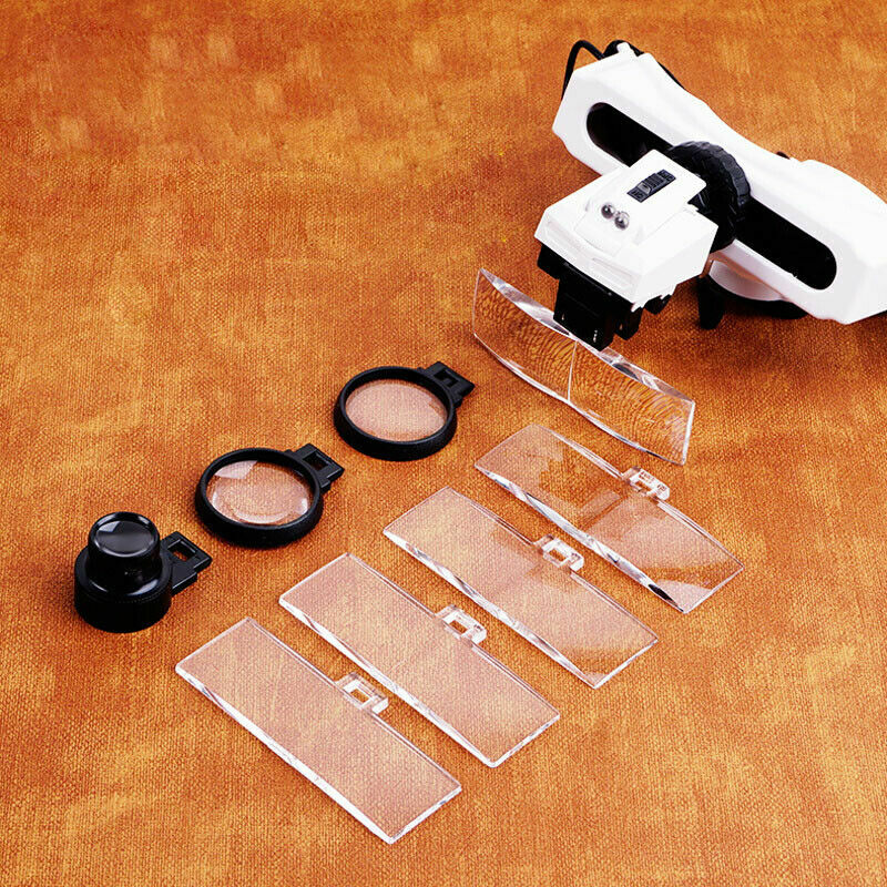 LED Illuminated Helmet Magnifying Glass Headwear Watch Repair Loupe ...