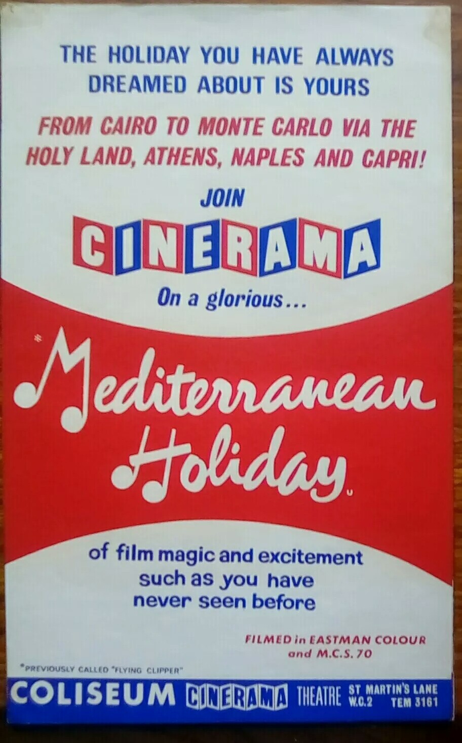Original 1960's Vintage Cinerama Poster 12.5 x 20" Mediterranean ...