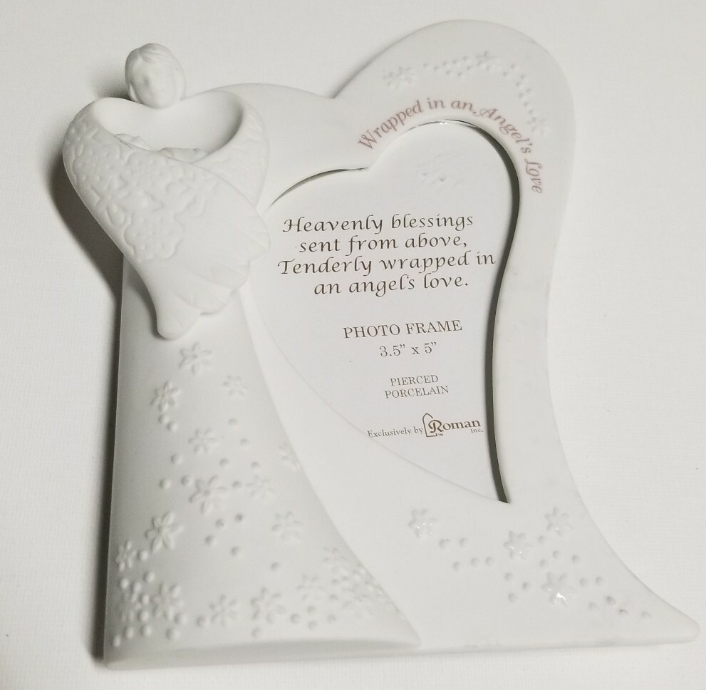Roman GIFTWARE Angel Baby Frame Gift Shower Baptism Picture White ...