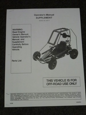MANCO MODEL 225 14 GO KART PARTS LIST OPERATORS MANUAL CART | eBay