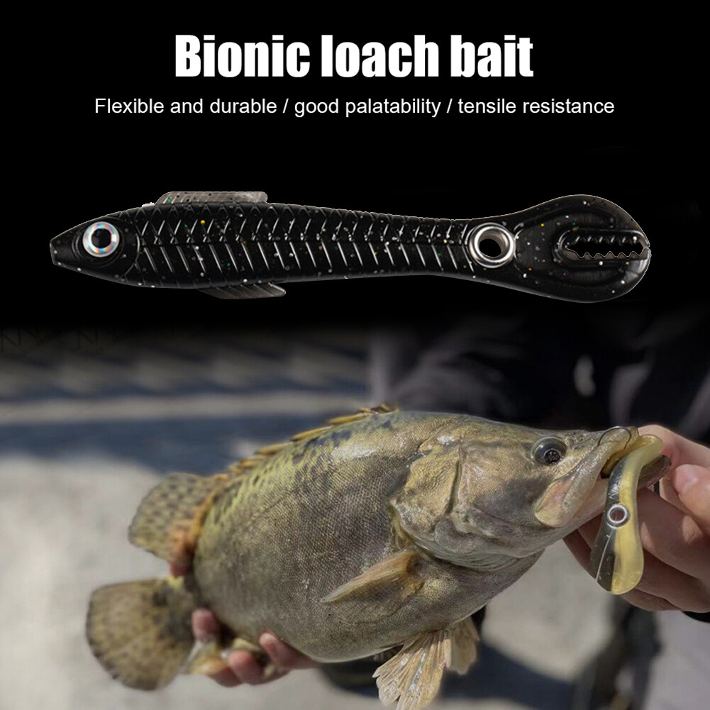 PVC Artificial Bait 10cm/4in Fake Baits for Outdoor Fishing Tool (Black ...