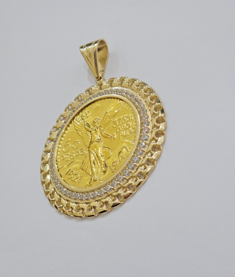 1947 Mexican Centenario Coin Charm Pendant Replica 50 pesos With Bezel ...