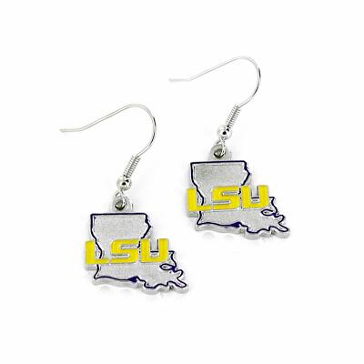 LSU Tigers State Design NCAA Silver Dangle Earrings Hypo-Allergenic | eBay
