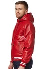 'BASEBALL Mens Leather HOODED Slim Fitted Stylish HipHop Rap Red Jacket ...