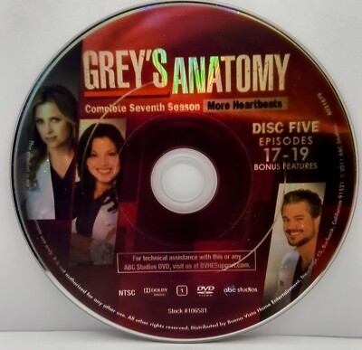Greys Anatomy: Replacement Disc Seventh Season Disc 5 (DISC ONLY) 786936811605| eBay