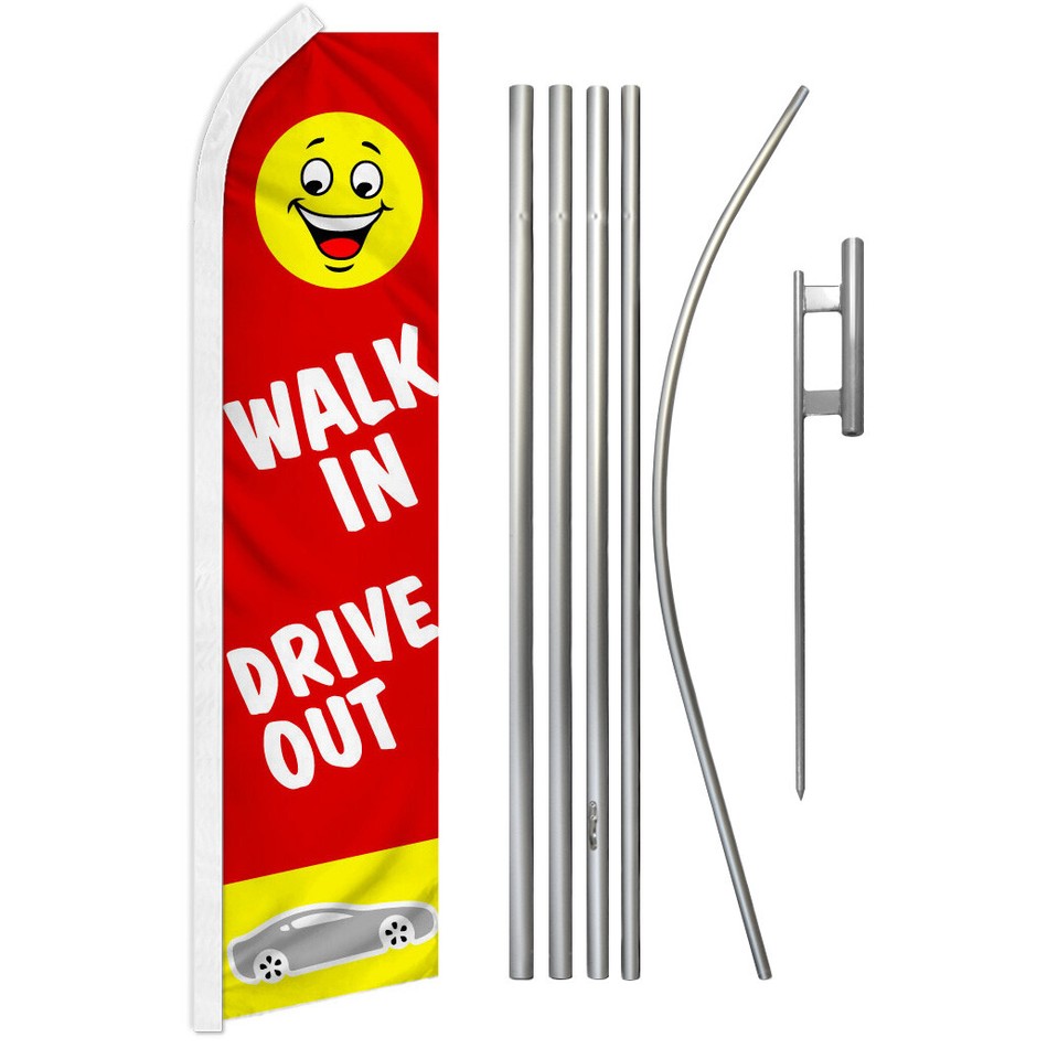 Car Dealership Swooper Feather Flutter Flag Pole Kit Auto Dealership | eBay
