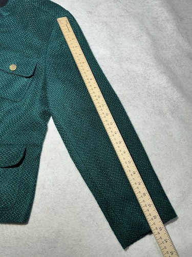 Chico's Dark Teal Blue Green Tweed Blazer Jacket Sz 2 | eBay