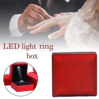 Case LED Light Ring Box Earrings Case Engagement Ring Box Jewelry Ring ...