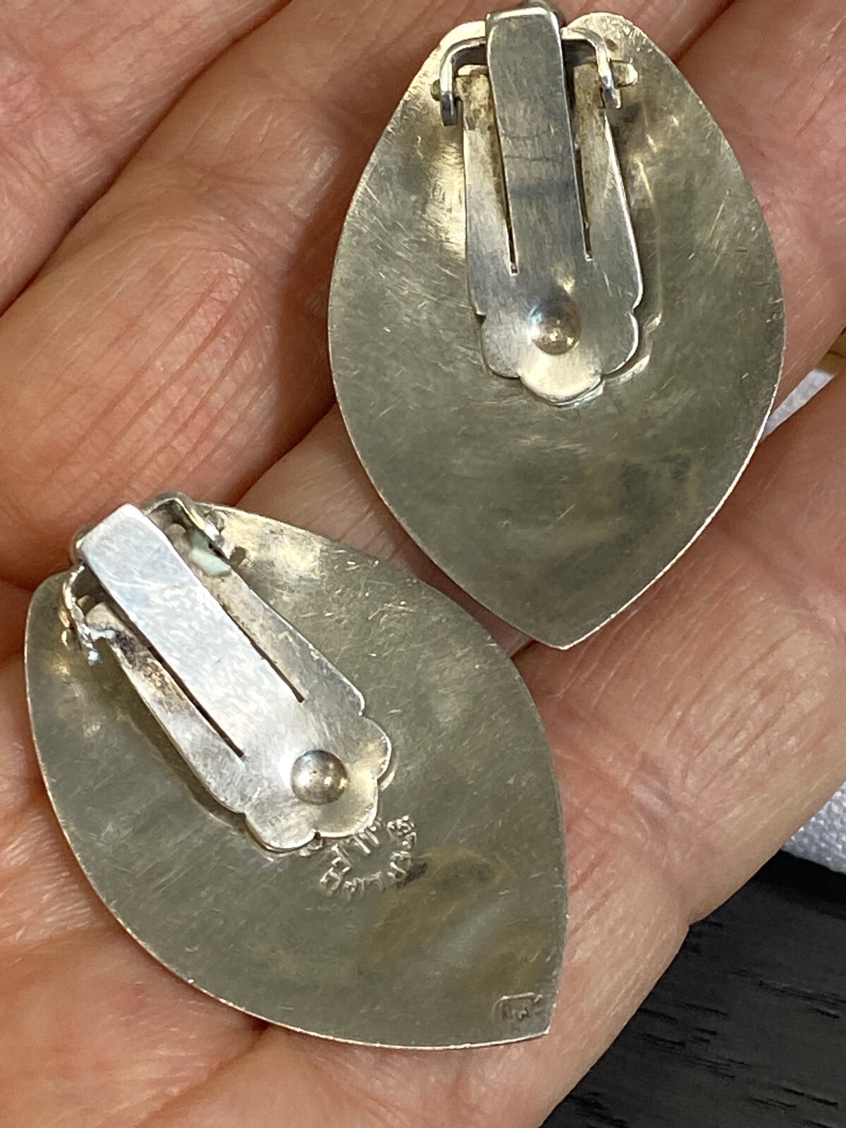 Sterling Silver Earrings Modernist Taxco Mexico Signed JLF Miguel Clip ...