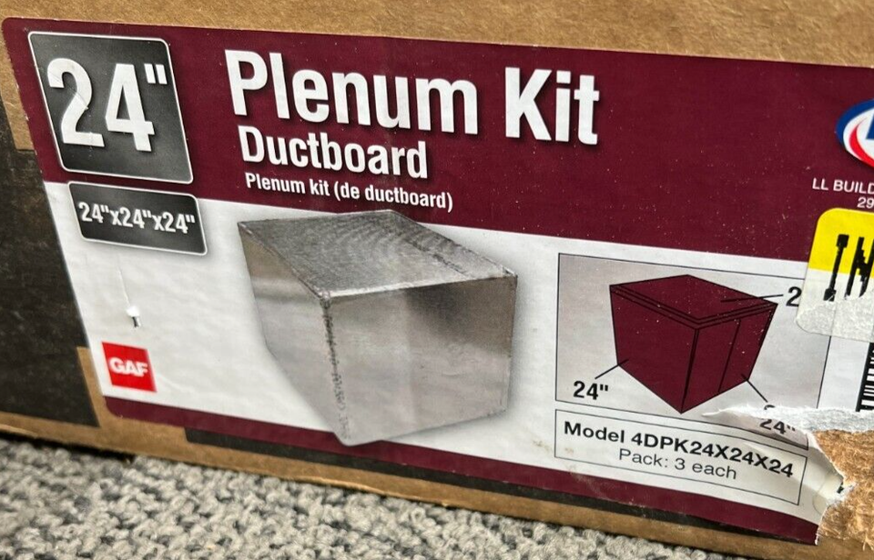 Master Flow Duct Board Plenum R6.0 Pre-Cut Design 24 in. x 24 in. x 24 ...