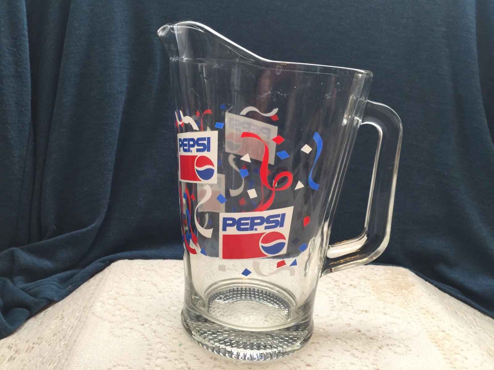 Pepsi Cola Soda Pop Glass Pitcher Confetti Design Excellent Condition ...