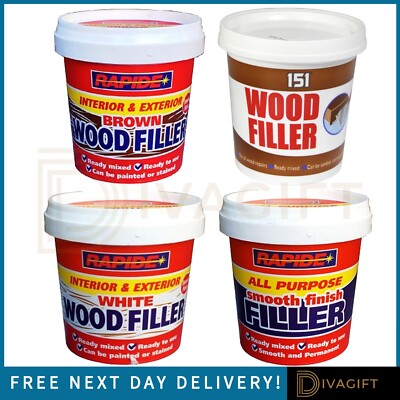WHITE BROWN WOOD FILLER CRACKS REMOVER SMOOTH INTERIOR EXTERIOR 500G ...