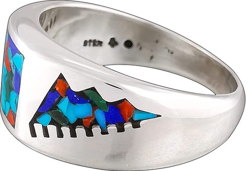 Size 12-925 Sterling Silver Mixed Gemstone Storm Ring, Southwestern ...