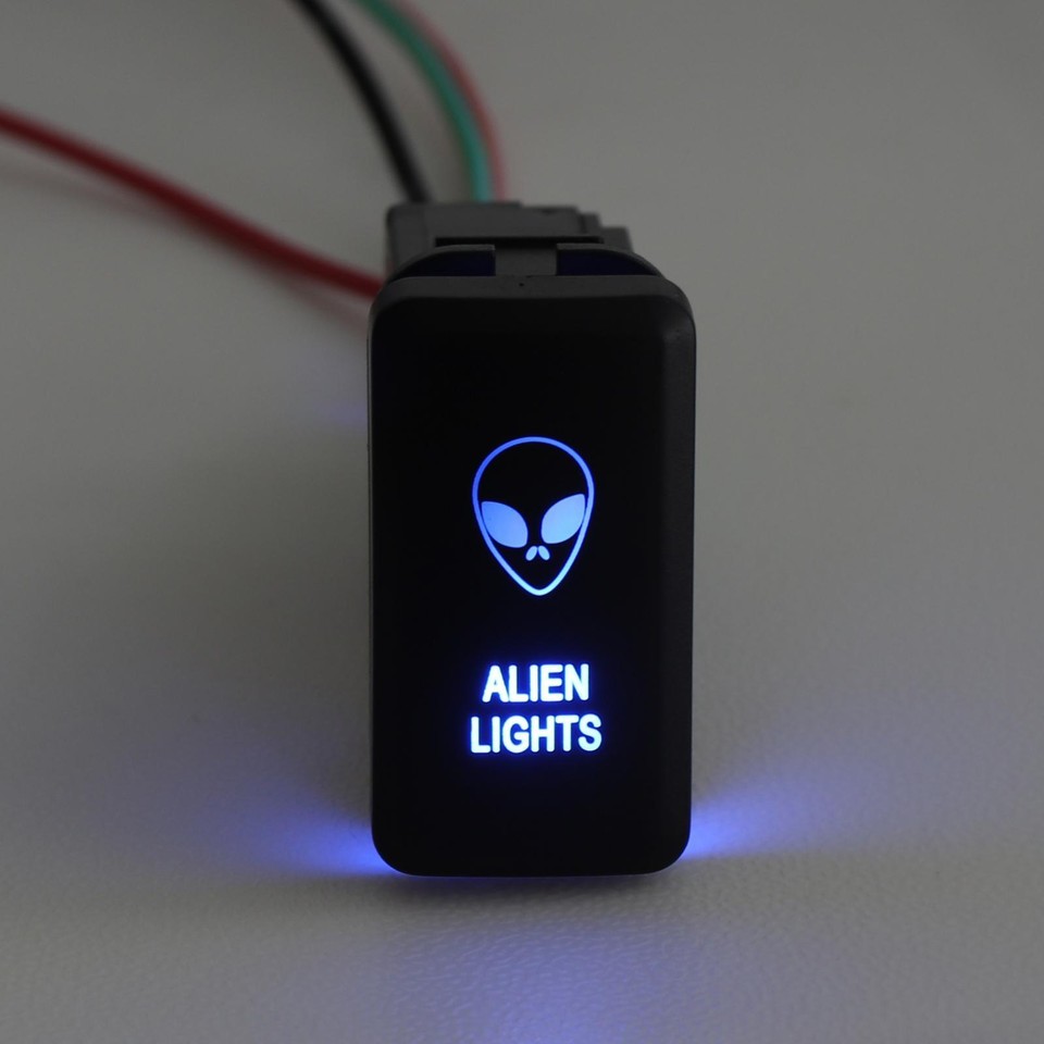 12V ON/Off Push Button Switch with Blue Backlight Fit for Toyota Rocker ...