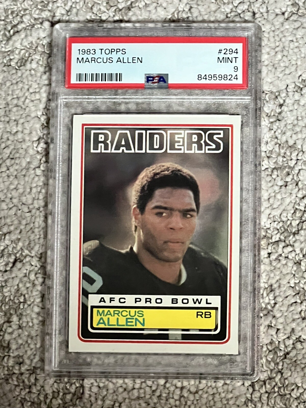 PSA 9 MINT FOOTBALL CARD 1983 TOPPS MARCUS ALLEN ROOKIE HOF RAIDERS LOW ...