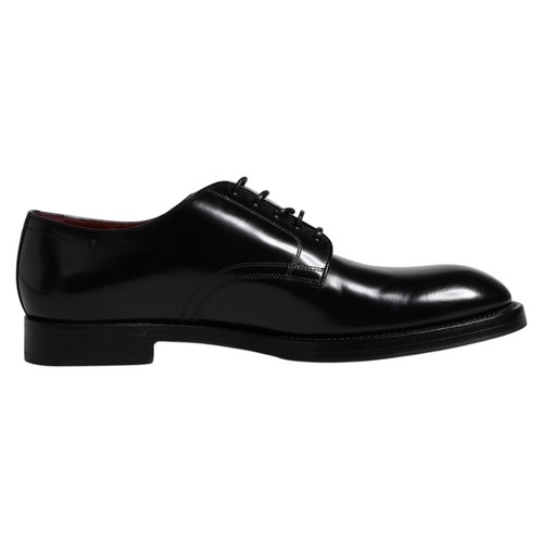 DOLCE & GABBANA Shoes Black Leather Lace Up Men Derby Formal EU46 ...