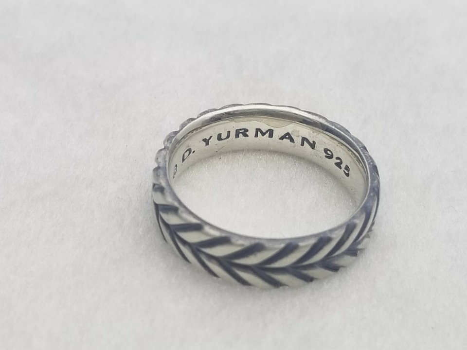David Yurman Men`s Sterling Silver 6'mm Narrow Chevron Band Ring Size ...
