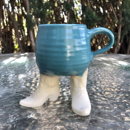 Vintage Art Pottery Ceramic Clay Standing Coffee Mug w/ Cowboy Western ...