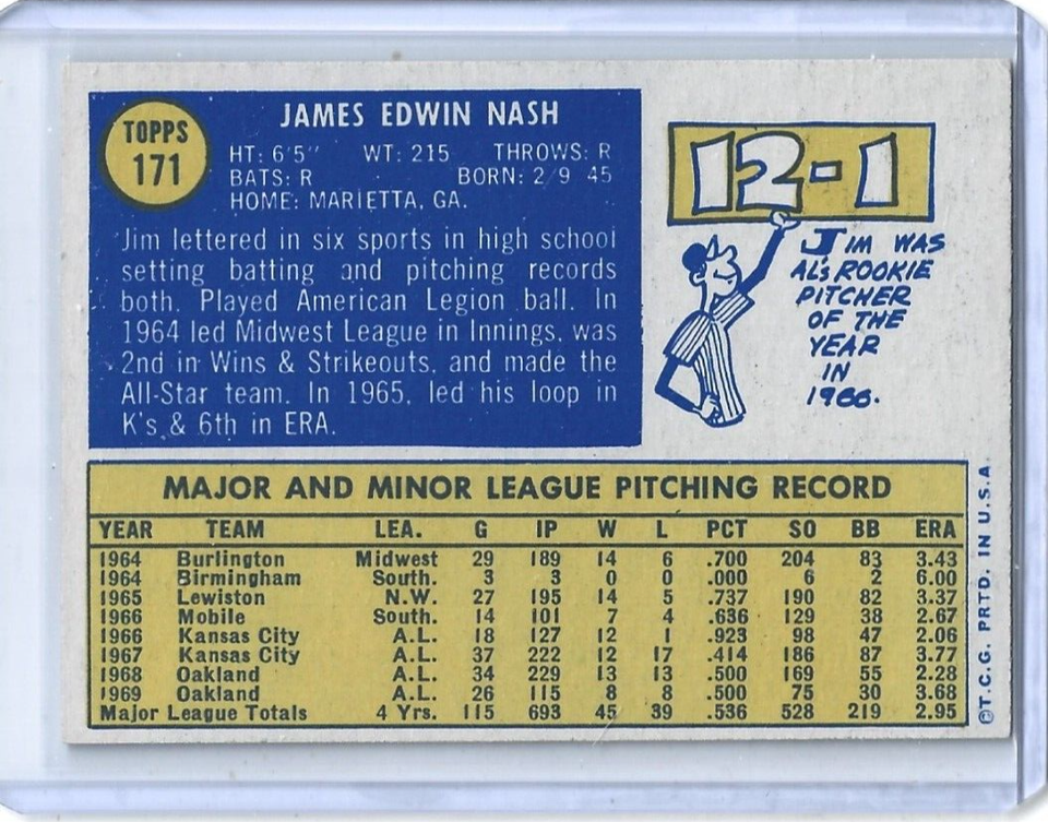 Jim Nash-Atlanta Braves-1970 Topps Baseball Card #171 | eBay
