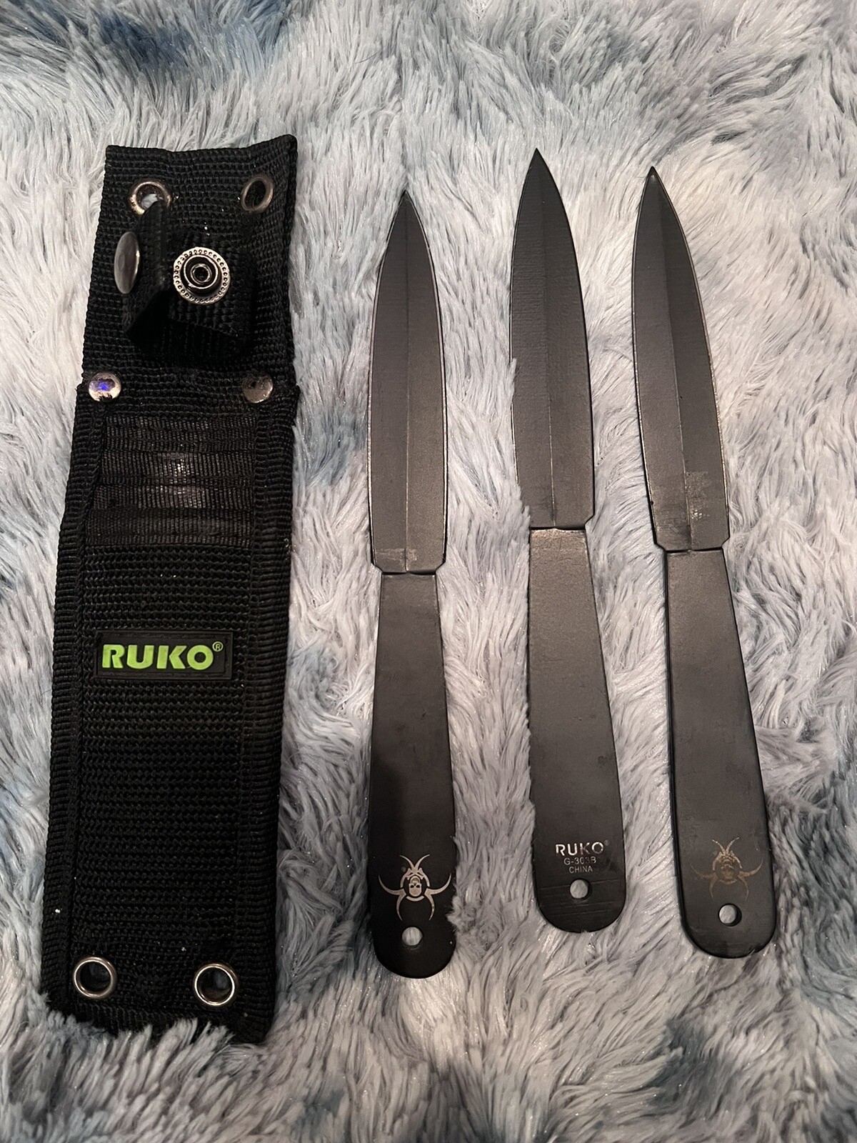 3 Ruko Throwing Knives G-303B wSheave Boot Leg Pocket Survival | eBay