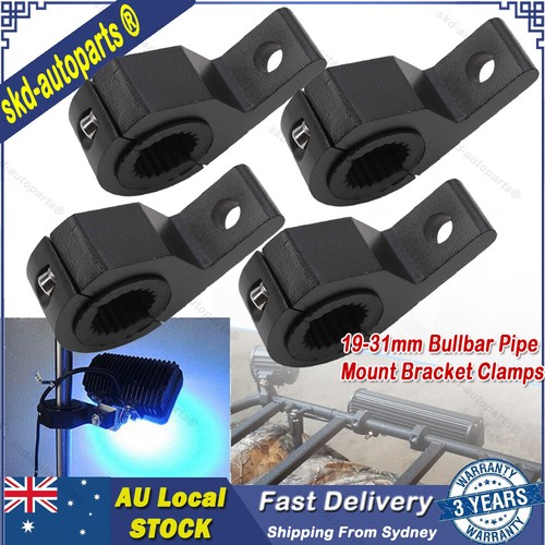 4x 19MM-30MM BULLBAR ROOF RACK MOUNTING BRACKET PIPE TUBE CLAMP LED ...