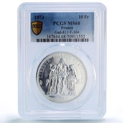 France 10 francs Hercules Liberty Equality Fraternity MS68 PCGS silver ...