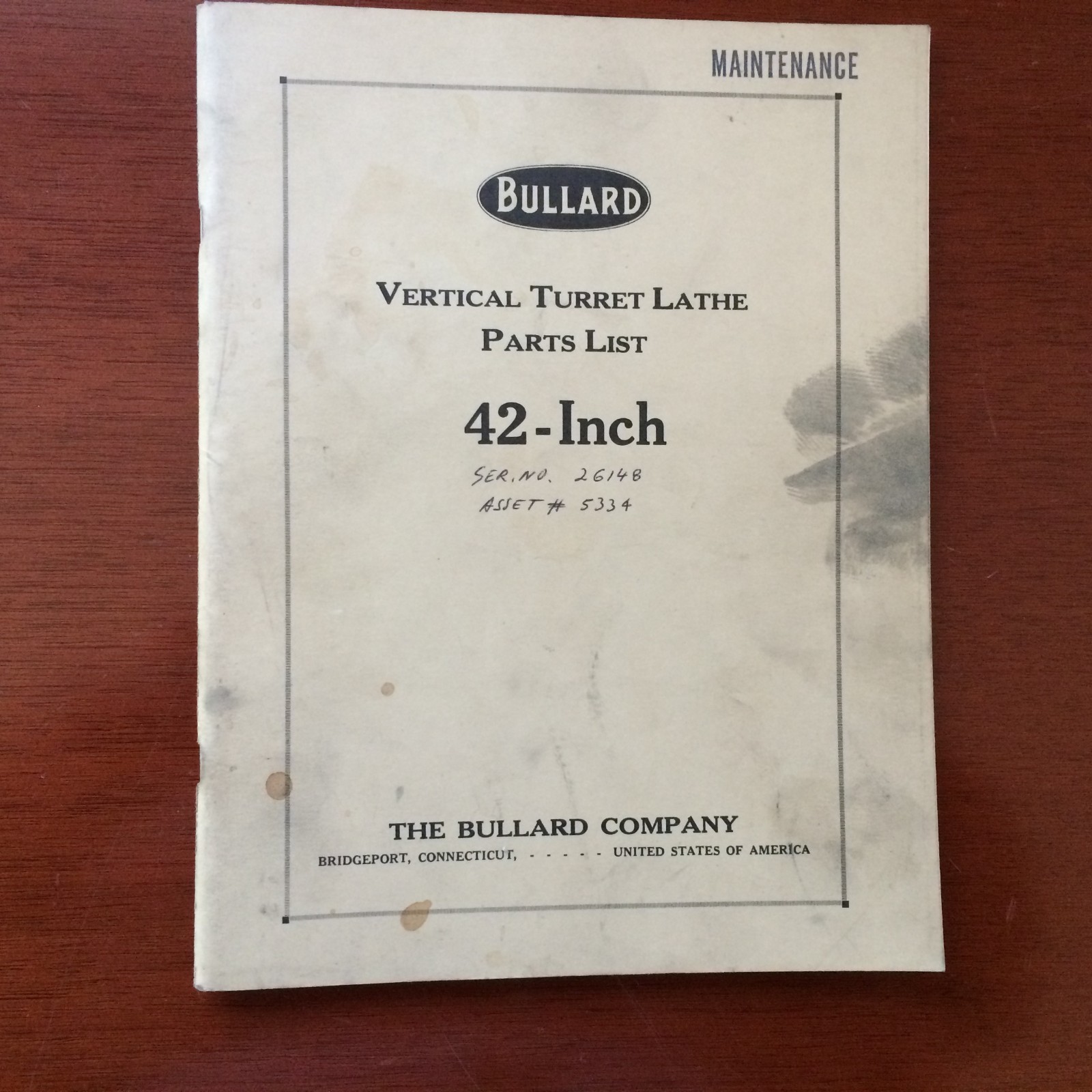 Bullard 42" VTL Parts List | eBay