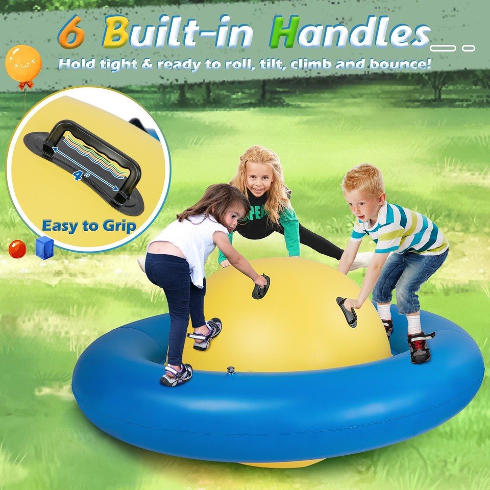 7.5 FT Inflatable Dome Rocker Bouncer w/ 6 Handles Fun Outdoor Game for ...