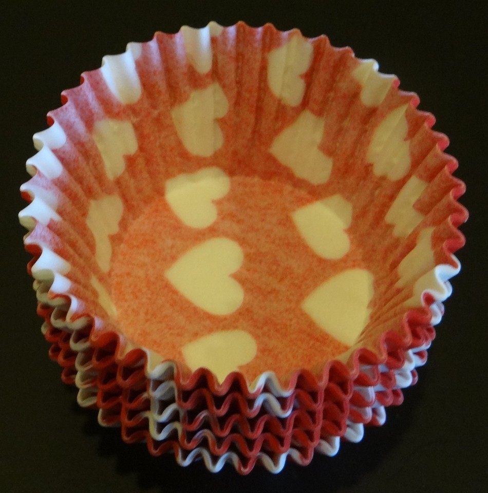 50 White Hearts on Red Cupcake Liners Baking Cups STANDARD SIZE BC-13 ...
