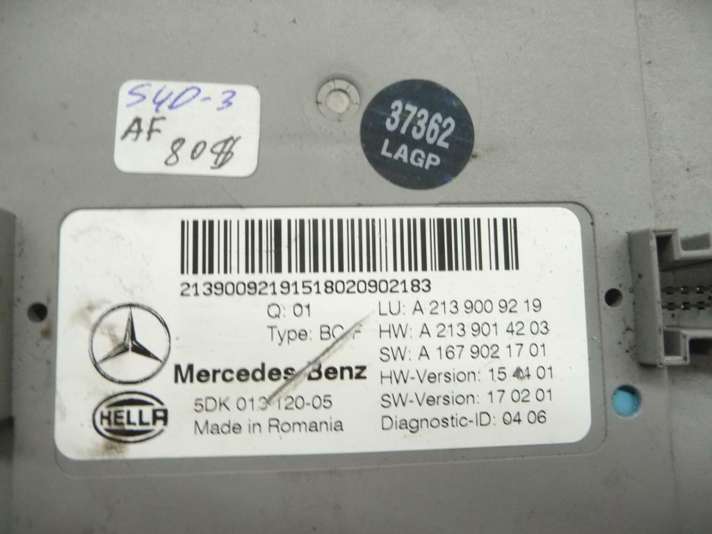 2017-2019 MERCEDES BENZ W213 Sam Control Module Unit A2139009219 OEM A1 ...