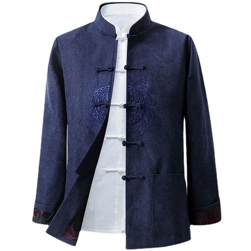 Traditional Chinese Style Embroidered Hanfu Men Kung Fu Jacket Coat ...