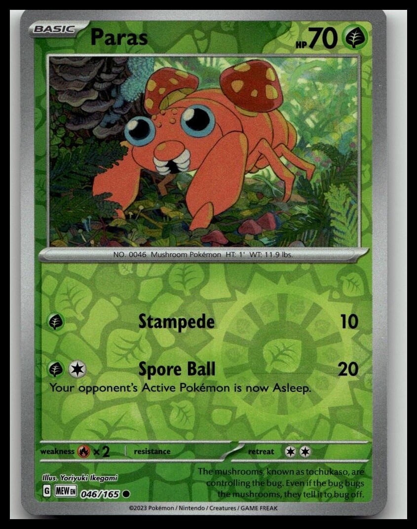 Paras #046/165 Reverse holo Pokemon SV: 151 Near Mint or Better | eBay
