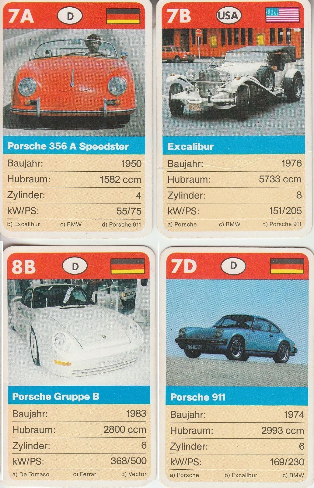 Kartenspiele Quartett AUTOS Neuen Tuning Cars 4 EINZELKARTEN Automobil ...