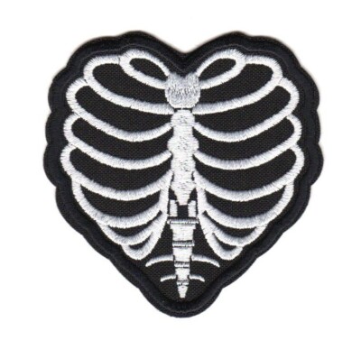 Skeleton Ribs Patch I Military Biker Gang Motorcycle Gothic Heart ...