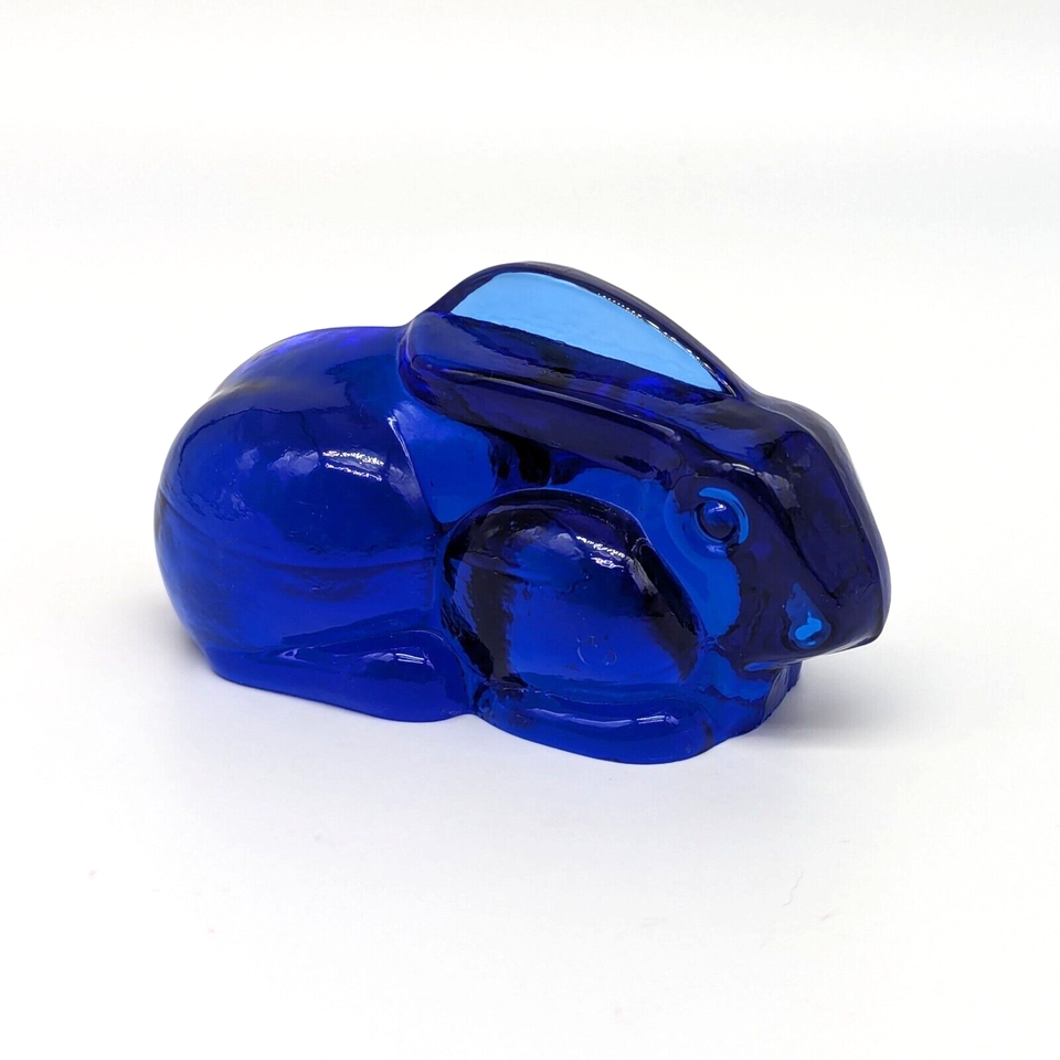 Rabbit Paperweight Glass Cobalt Blue Angular Bunny Hare Figurine | eBay