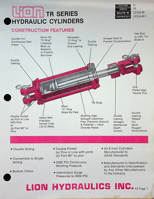 Vtg Original Lion Hydraulic Cylinders Farm Equipment Brochure | eBay