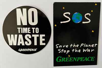 Greenpeace stickers Stop the War 1991 Save the Planet environment cause ...