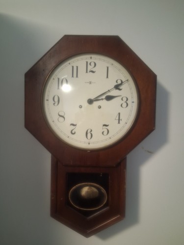 HOWARD MILLER OCTAGON SCHOOLHOUSE WALL CLOCK TIME STRIKE 612-435 KEY ...