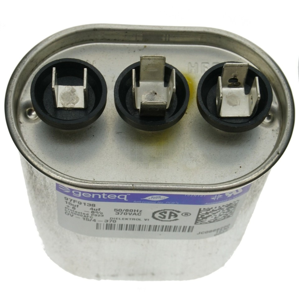 Genteq OV-15/4-370 Electric Motor Run Capacitor, 4 uF / 15 uF, 370VAC ...