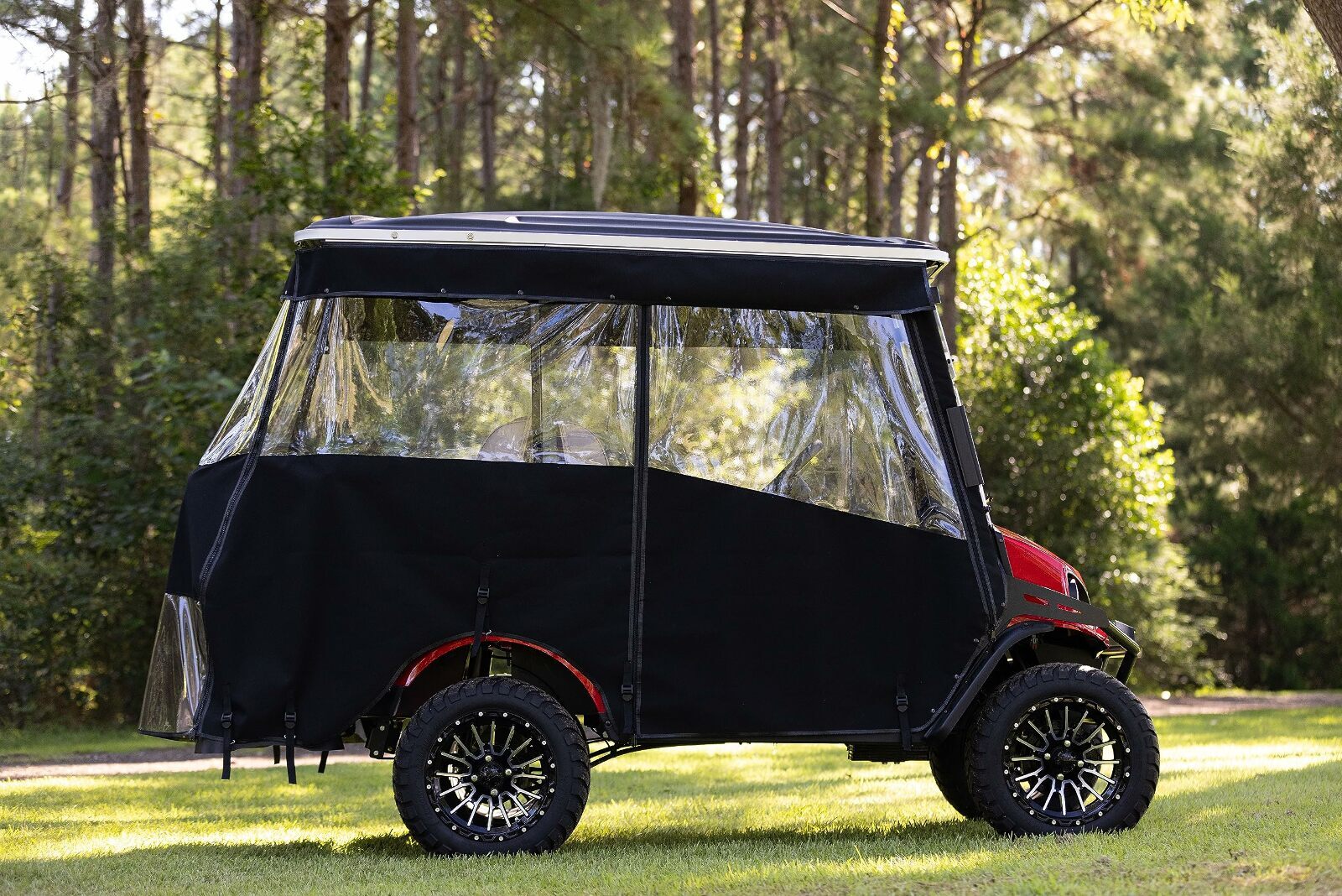 Red Dot Black AllGuard Canvas Golf Cart Enclosure for EZGO Express S4 ...