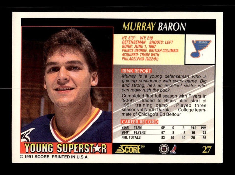 1992 SCORE YOUNG SUPERSTARS #27 MURRAY BARON | eBay